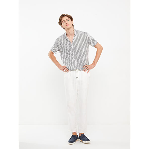 Slim Fit Kısa Kollu Desenli Erkek Gömlek