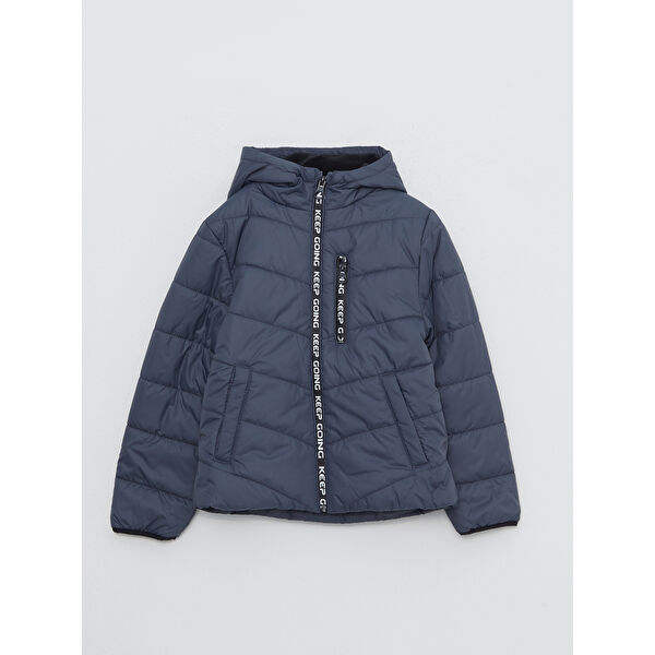 Kapüşonlu Baskılı Erkek Çocuk Şişme Mont