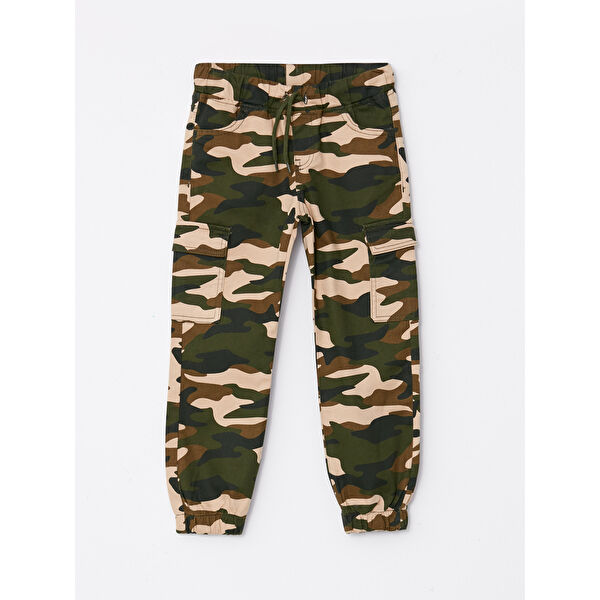 Beli Lastikli Kamuflaj Desenli Gabardin Erkek Çocuk Kargo Pantolon Beli Lastikli Kamuflaj Desenli Gabardin Erkek Çocuk Kargo Pantolon