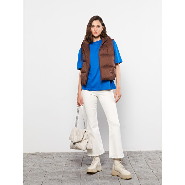 Kapüşonlu Düz Kadın Şişme Yelek