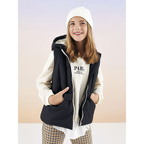 Kapüşonlu Basic Kız Çocuk Şişme Yelek