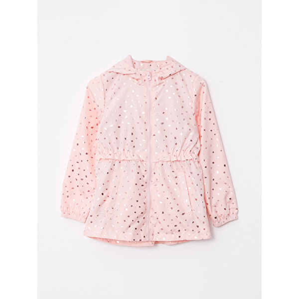 Kapüşonlu Baskılı Kız Çocuk Mont