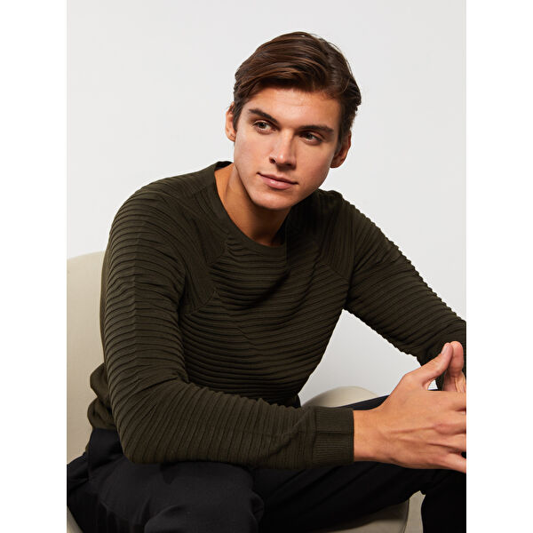 Bisiklet Yaka Uzun Kollu Erkek Triko Kazak