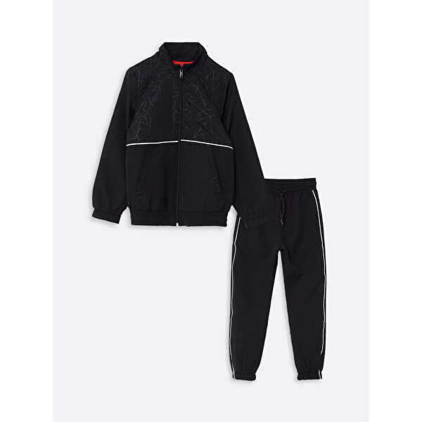 Dik Yaka Baskılı Uzun Kollu Erkek Çocuk Eşofman Takımı