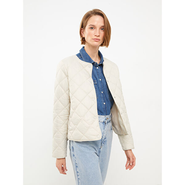 Bisiklet Yaka Kapitone Desenli Uzun Kollu Kadın Şişme Mont Bisiklet Yaka Kapitone Desenli Uzun Kollu Kadın Şişme Mont