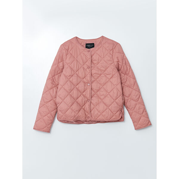 Bisiklet Yaka Kapitone Desenli Uzun Kollu Kadın Şişme Mont