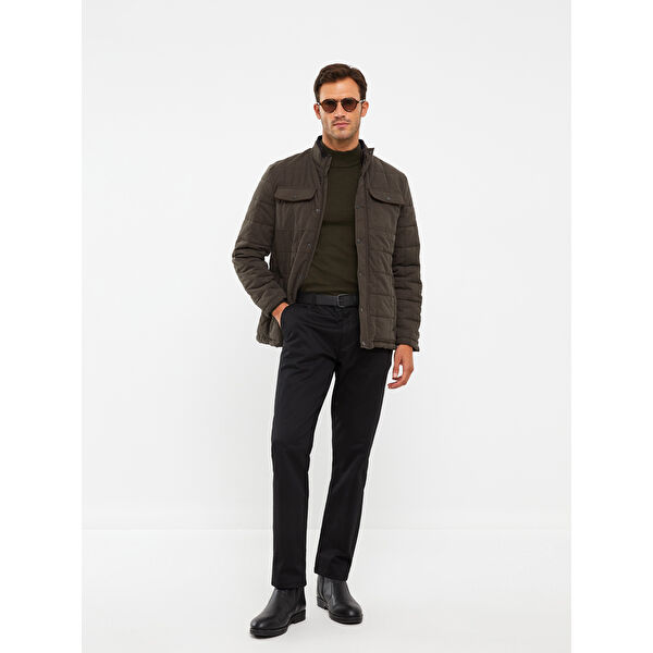 Standart Kalıp Dik Yaka Erkek Süet Şişme Mont Standart Kalıp Dik Yaka Erkek Süet Şişme Mont