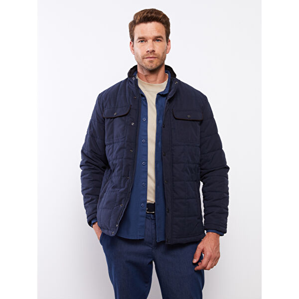 Standart Kalıp Dik Yaka Erkek Süet Şişme Mont Standart Kalıp Dik Yaka Erkek Süet Şişme Mont