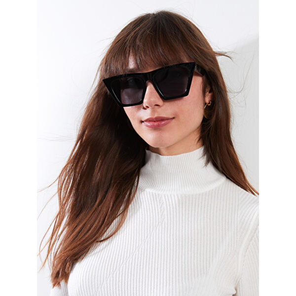 Yarım Balıkçı Yaka Düz Uzun Kollu Kadın Triko Kazak