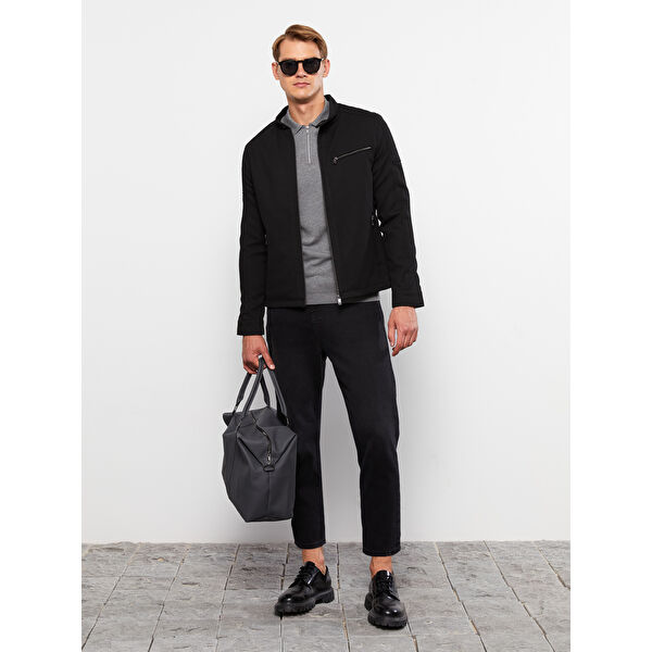 Slim Fit Biker Yaka Erkek Mont