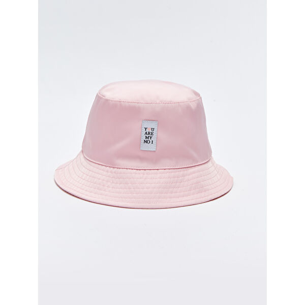 Etiket Baskılı Kız Çocuk Bucket Şapka