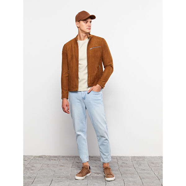 Slim Fit Biker Yaka Süet Erkek Mont Slim Fit Biker Yaka Süet Erkek Mont