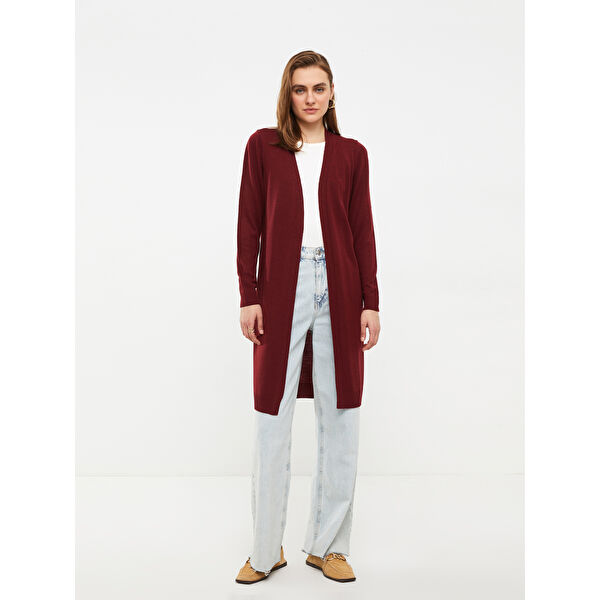 Şal Yaka Düz Uzun Kollu Kadın Triko Hırka