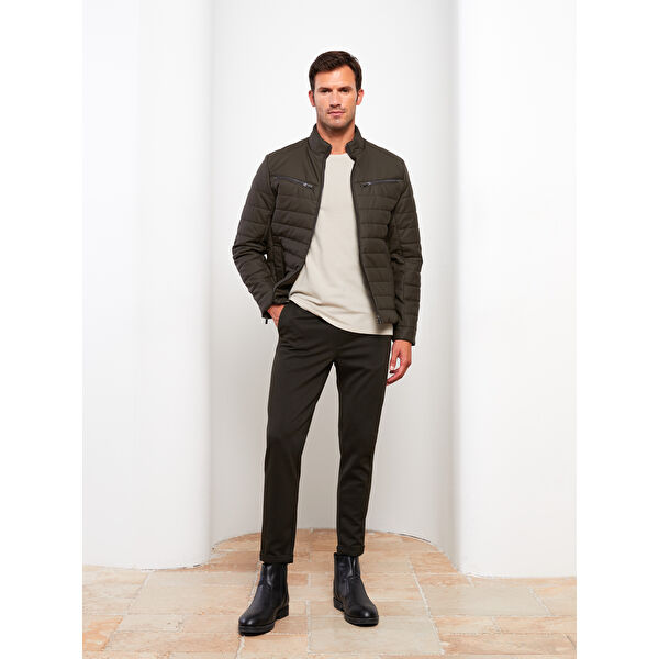 Slim Fit Dik Yaka Erkek Deri Görünümlü Mont Slim Fit Dik Yaka Erkek Deri Görünümlü Mont