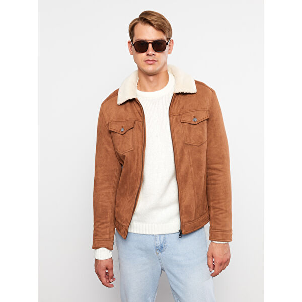 Standart Kalıp Gömlek Yaka Süet Erkek Mont