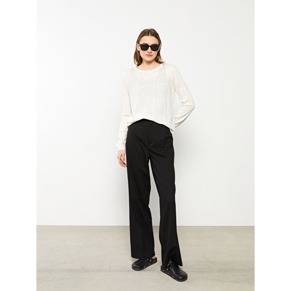 Bisiklet Yaka Kendinden Desenli Uzun Kollu Kadın Triko Kazak Bisiklet Yaka Kendinden Desenli Uzun Kollu Kadın Triko Kazak