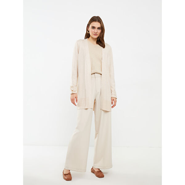 Şal Yaka Düz Cep Detaylı Uzun Kollu Kadın Hırka