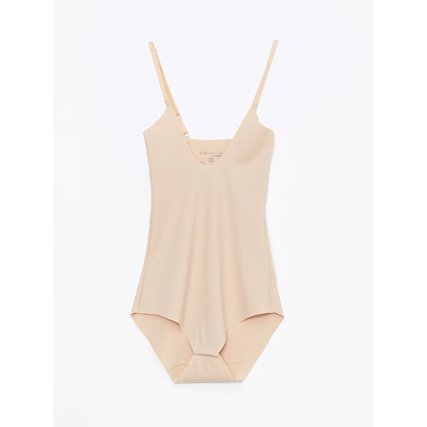 U Yaka Düz Askılı Kadın Çıtçıtlı Body