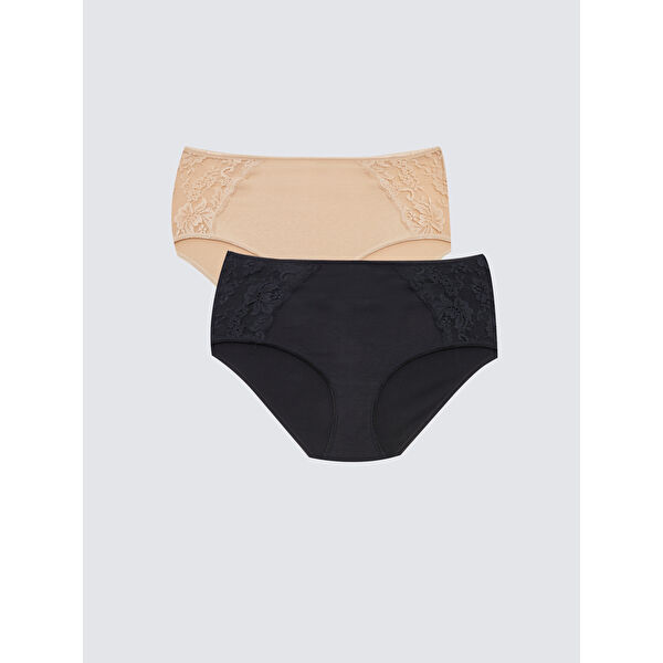 Dantel Detaylı Klasik Kadın Külot 2'li Paket