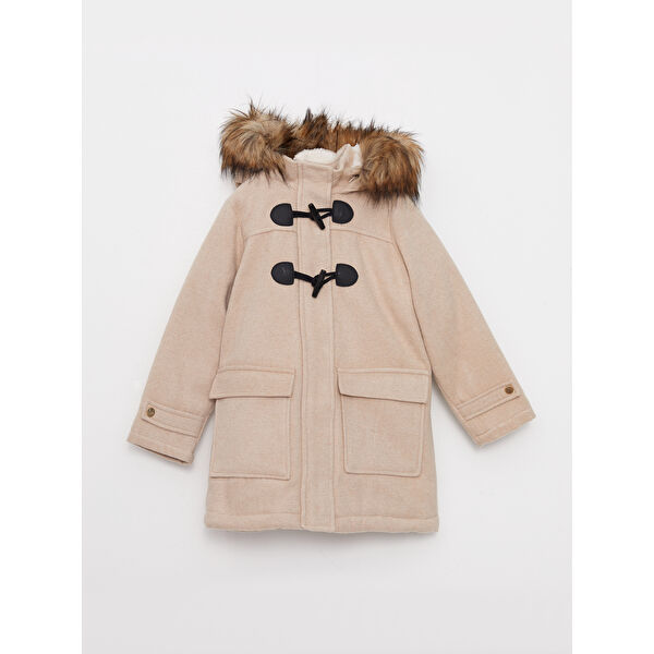 Kapüşonlu Kız Çocuk Kaşe Kaban