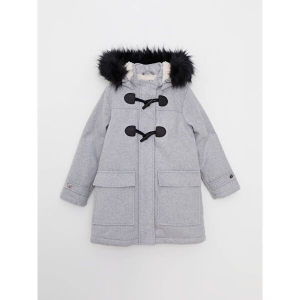 Kapüşonlu Kız Çocuk Kaşe Kaban Kapüşonlu Kız Çocuk Kaşe Kaban