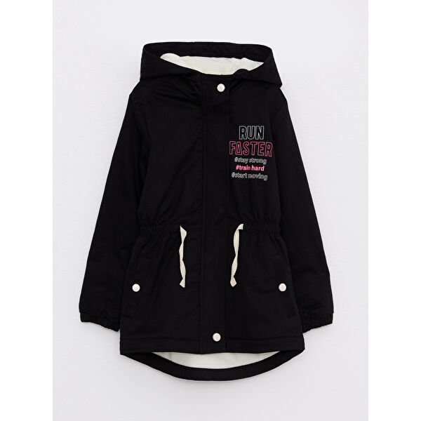 Kapüşonlu Baskılı Kız Çocuk Parka Kapüşonlu Baskılı Kız Çocuk Parka