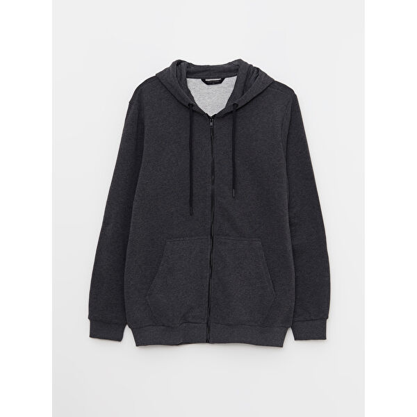 Standart Kalıp Kapüşonlu Erkek Spor Hırka