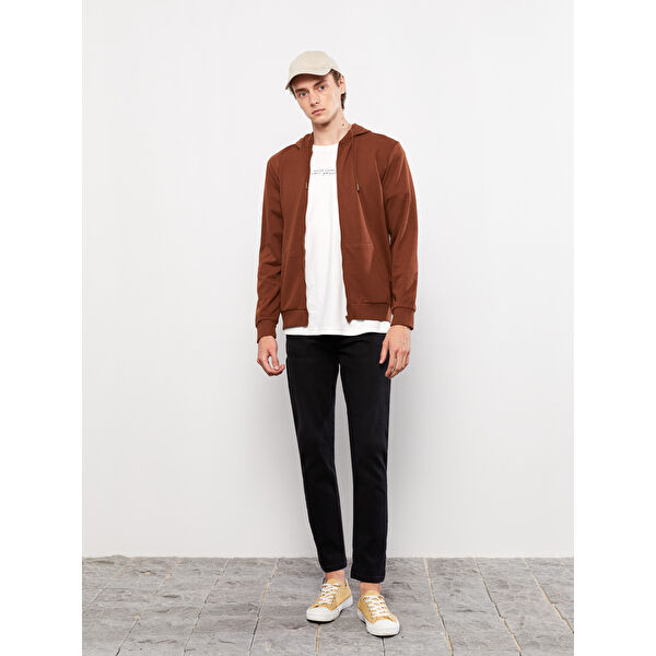 Standart Kalıp Kapüşonlu Erkek Spor Hırka