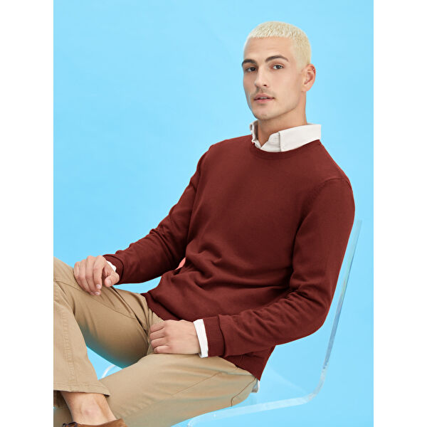 Bisiklet Yaka Uzun Kollu Erkek Triko Kazak