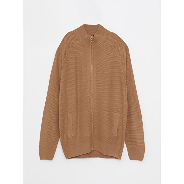 Standart Kalıp Dik Yaka Erkek Triko Hırka