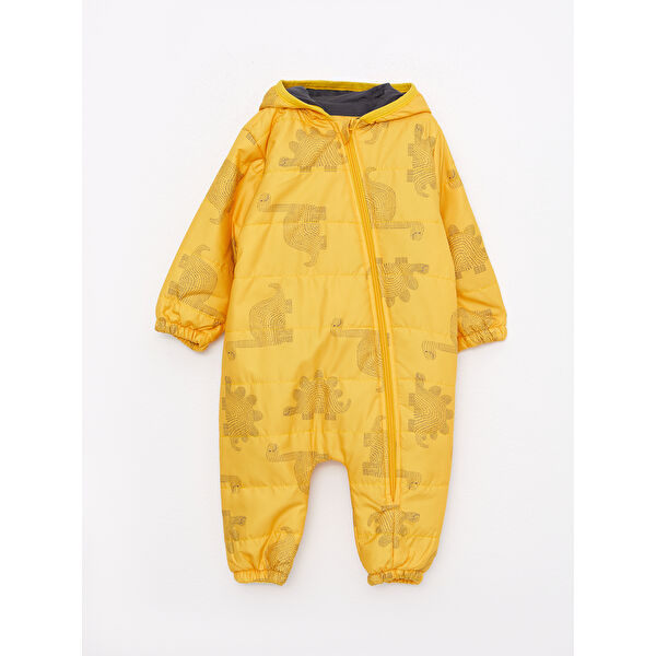 Kapüşonlu Uzun Kollu Baskılı Erkek Bebek Astronot Mont