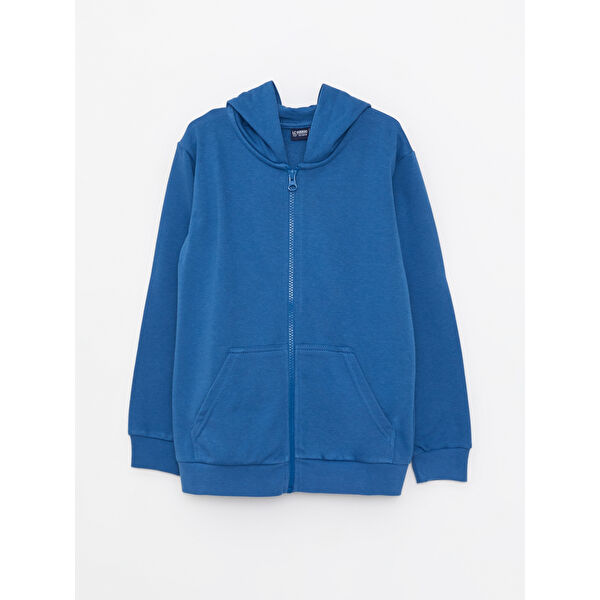 Kapüşonlu Basic Uzun Kollu Erkek Çocuk Fermuarlı Sweatshirt Kapüşonlu Basic Uzun Kollu Erkek Çocuk Fermuarlı Sweatshirt