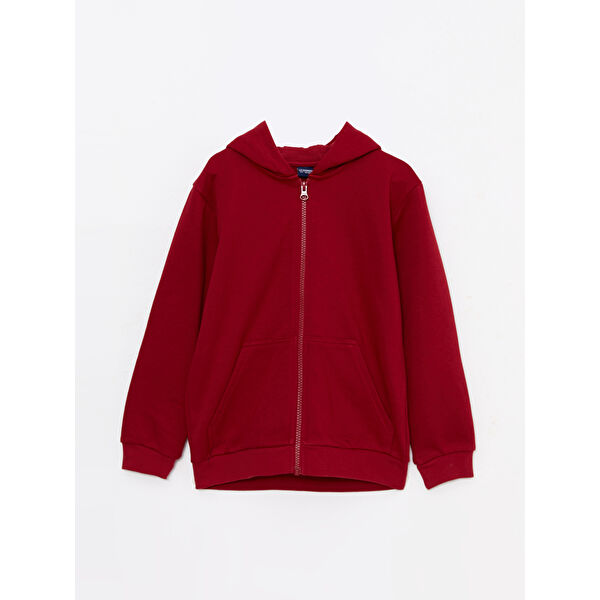 Kapüşonlu Basic Uzun Kollu Erkek Çocuk Fermuarlı Sweatshirt Kapüşonlu Basic Uzun Kollu Erkek Çocuk Fermuarlı Sweatshirt