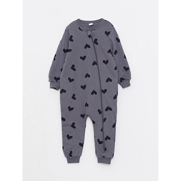 Bisiklet Yaka Uzun Kollu Baskılı Kız Bebek Uyku Tulumu