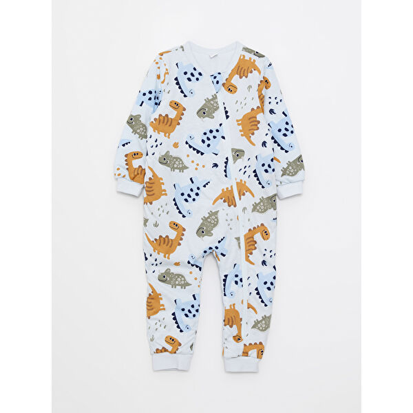 Bisiklet Yaka Uzun Kollu Baskılı Erkek Bebek Tulum