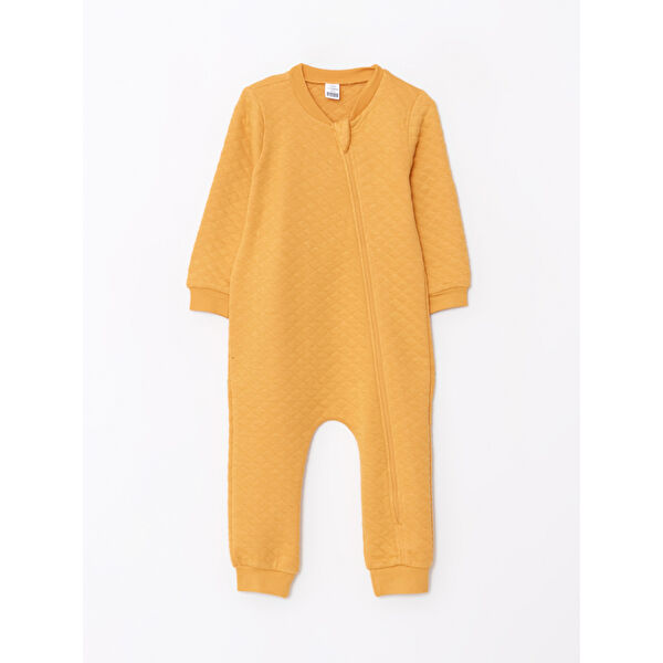 Bisiklet Yaka Uzun Kollu Kendinden Desenli Kız Bebek Uyku Tulumu