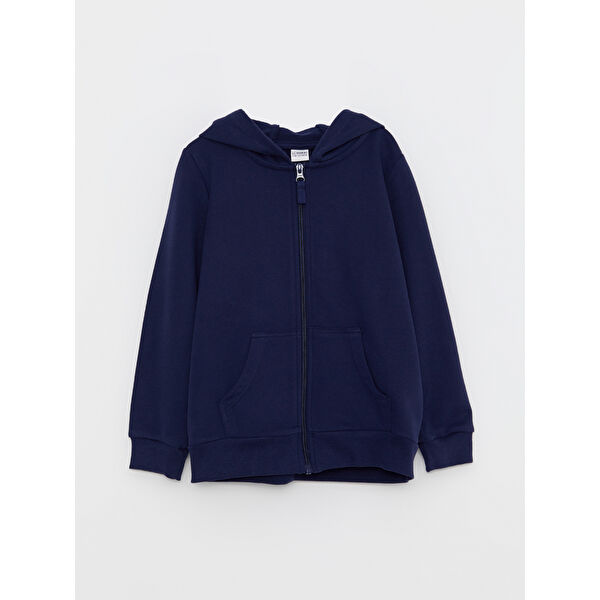 Kapüşonlu Basic Uzun Kollu Kız Çocuk Fermuarlı Sweatshirt Kapüşonlu Basic Uzun Kollu Kız Çocuk Fermuarlı Sweatshirt