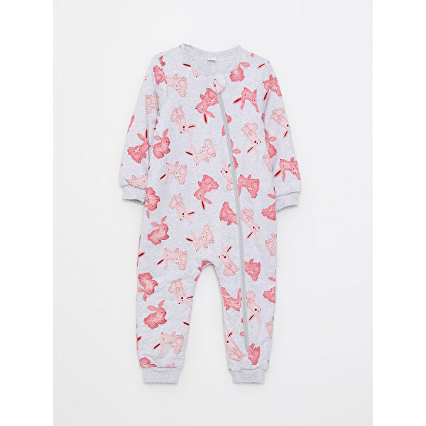 Bisiklet Yaka Uzun Kollu Baskılı Kız Bebek Uyku Tulumu