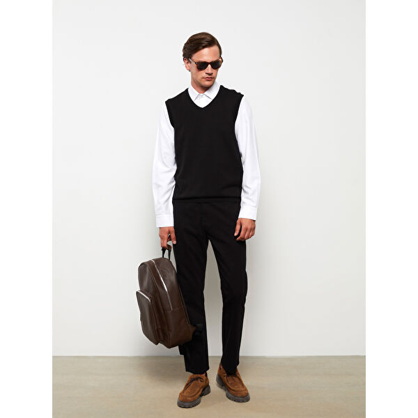 Standart Kalıp V Yaka Erkek Triko Süveter