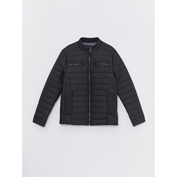 Standart Kalıp Dik Yaka Erkek Deri Görünümlü Mont Standart Kalıp Dik Yaka Erkek Deri Görünümlü Mont