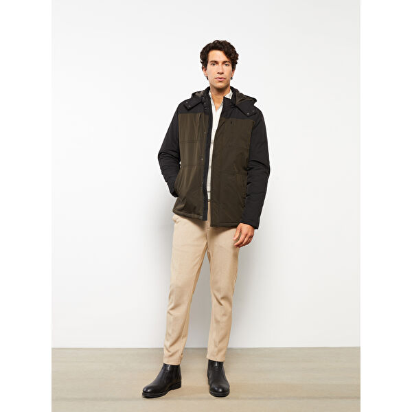 Standart Kalıp Kapüşonlu Erkek Mont