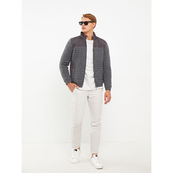 Standart Kalıp Dik Yaka Erkek Triko Hırka