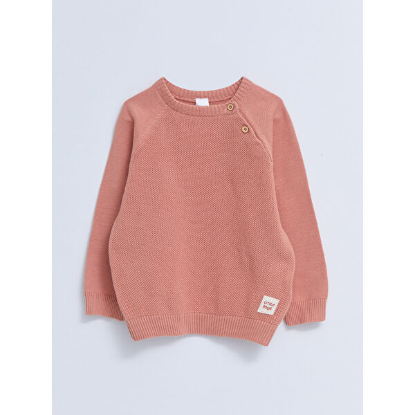 Bisiklet Yaka Uzun Kollu Kendinden Desenli Erkek Bebek Triko Kazak