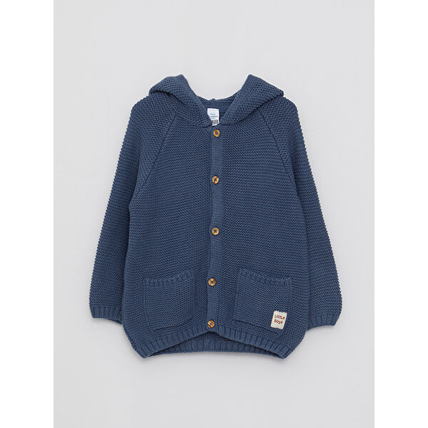 Kapüşonlu Uzun Kollu Erkek Bebek Triko Hırka Kapüşonlu Uzun Kollu Erkek Bebek Triko Hırka