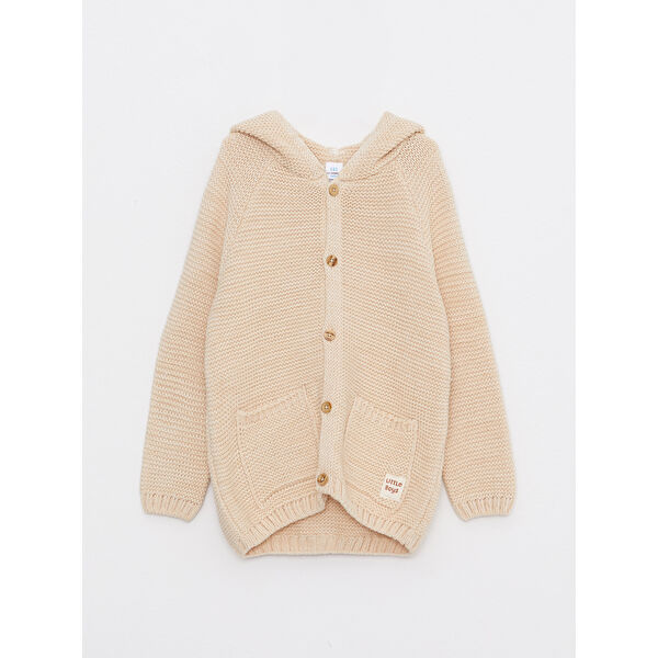 Kapüşonlu Uzun Kollu Erkek Bebek Triko Hırka Kapüşonlu Uzun Kollu Erkek Bebek Triko Hırka