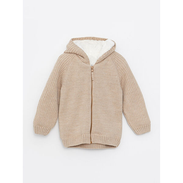 Kapüşonlu Uzun Kollu Basic Erkek Bebek Triko Hırka Kapüşonlu Uzun Kollu Basic Erkek Bebek Triko Hırka