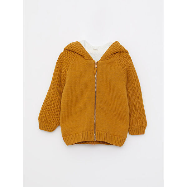 Kapüşonlu Uzun Kollu Basic Erkek Bebek Triko Hırka Kapüşonlu Uzun Kollu Basic Erkek Bebek Triko Hırka