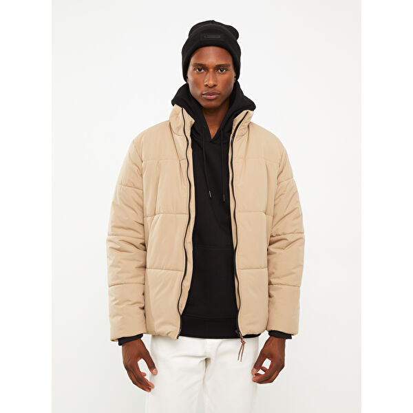 Rahat Kalıp Dik Yaka Erkek Şişme Mont