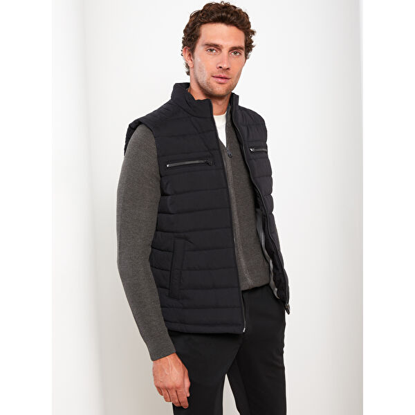 Standart Kalıp Dik Yaka Erkek Yelek