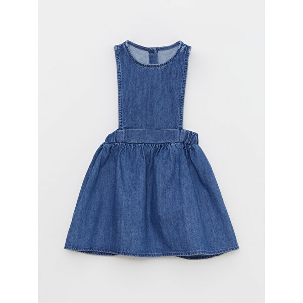 Bisiklet Yaka Basic Kız Bebek Jean Elbise Bisiklet Yaka Basic Kız Bebek Jean Elbise
